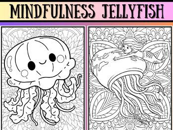 Jellyfish Coloring Pages | Mindfulness Ocean Mandala Coloring Sheets ...