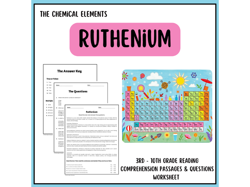 Ruthenium - Reading Comprehension Passages & Questions Worksheets ...