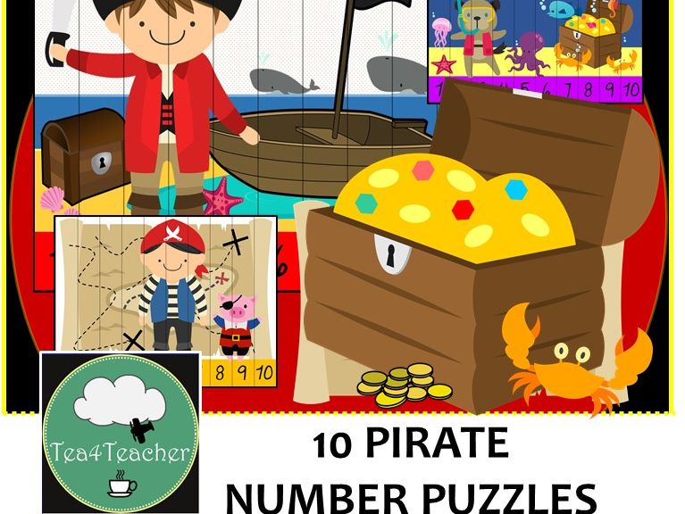 Pirate Number Puzzles - 10 Preschool Kindy Construction Puzzles 1-10 ...