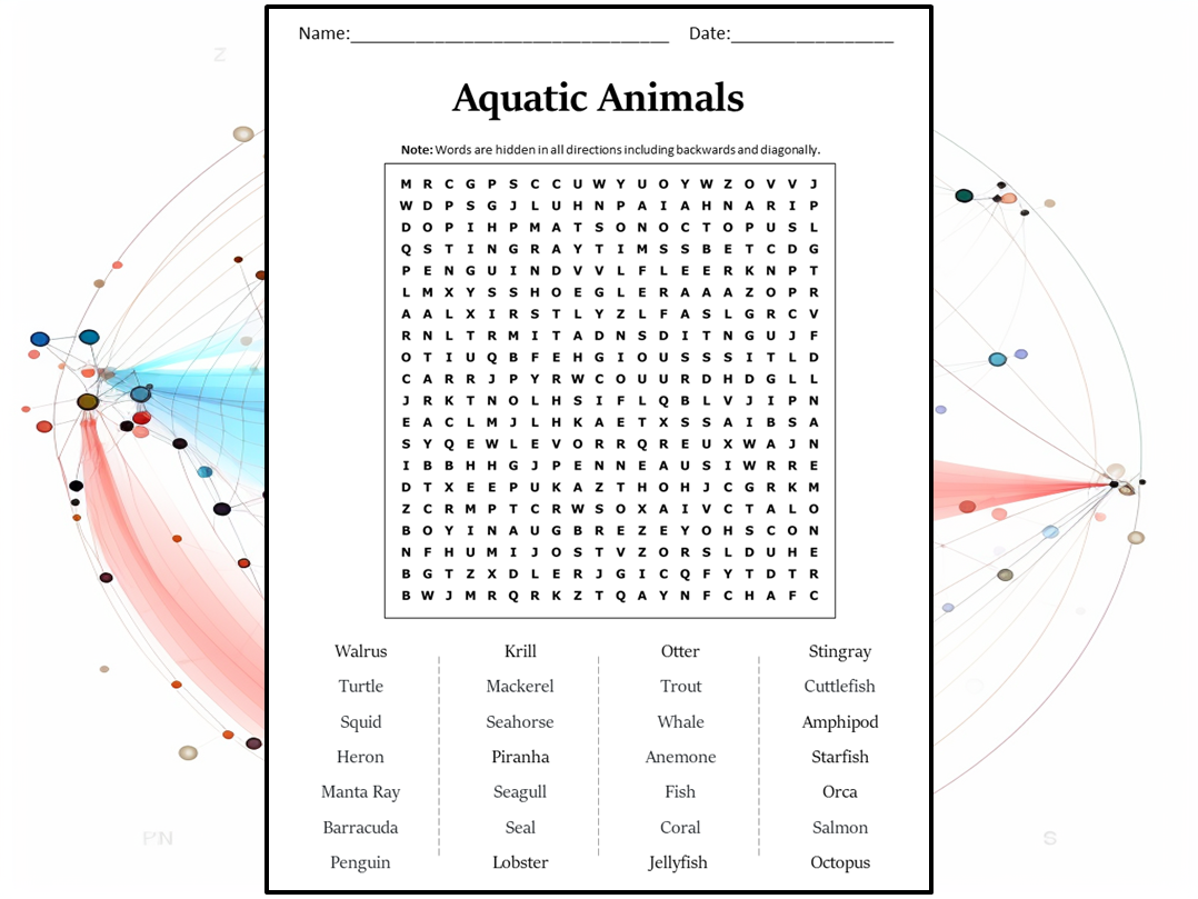 Aquatic Animals Word Search Puzzle Worksheet Activity | Teaching Resources