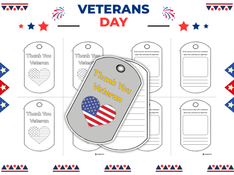 Veterans Day Dog Tag Prompt Writing Craft : DIY Craftivity | Teaching ...