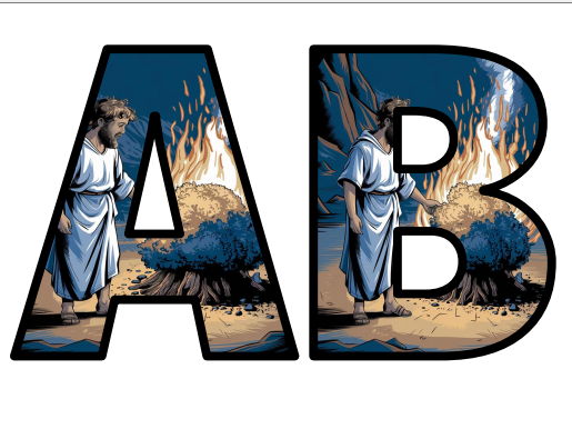 Moses God Talking as a Burning Bush Lettering Set Display Title Letters ...