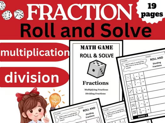 Roll and Solve Math Game – Fraction Multiplication and Division Dice ...