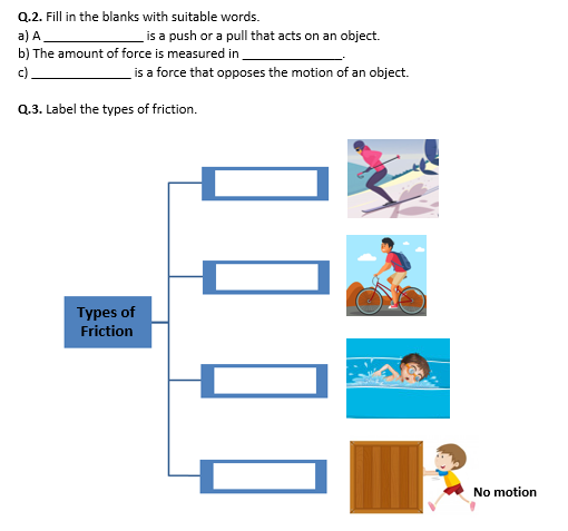 Friction Types Of Friction Worksheet Printable And Distance 