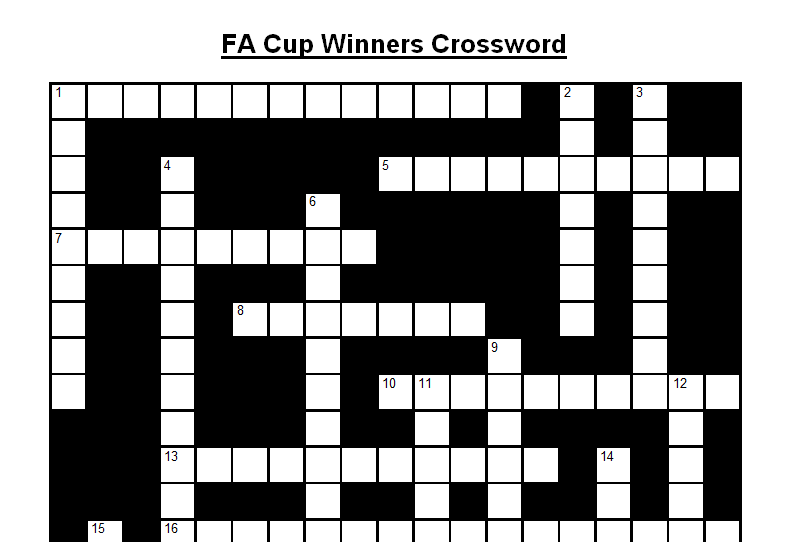 Crossword On FA Cup Winners Answers Teaching Resources Crossword On FA Cup Winners Answers Teaching Resources