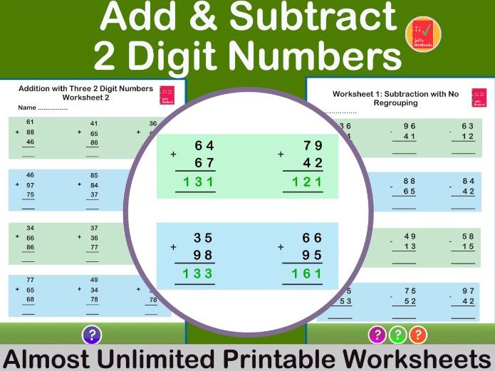 Add Subtract 2 Digit Numbers With Without Regrouping Teaching