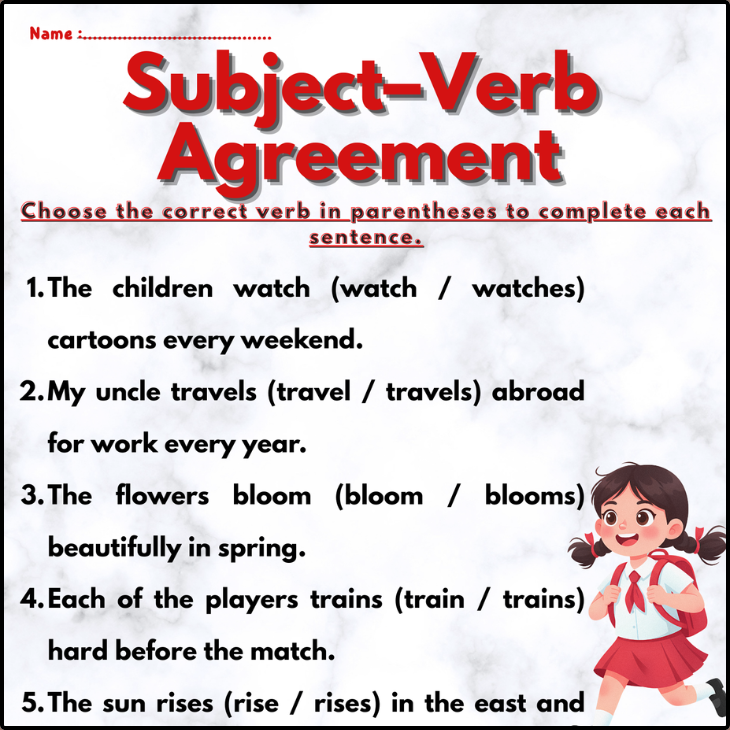 Subject–Verb Agreement Worksheets | Grammar Practice for Grades 3–6 ...