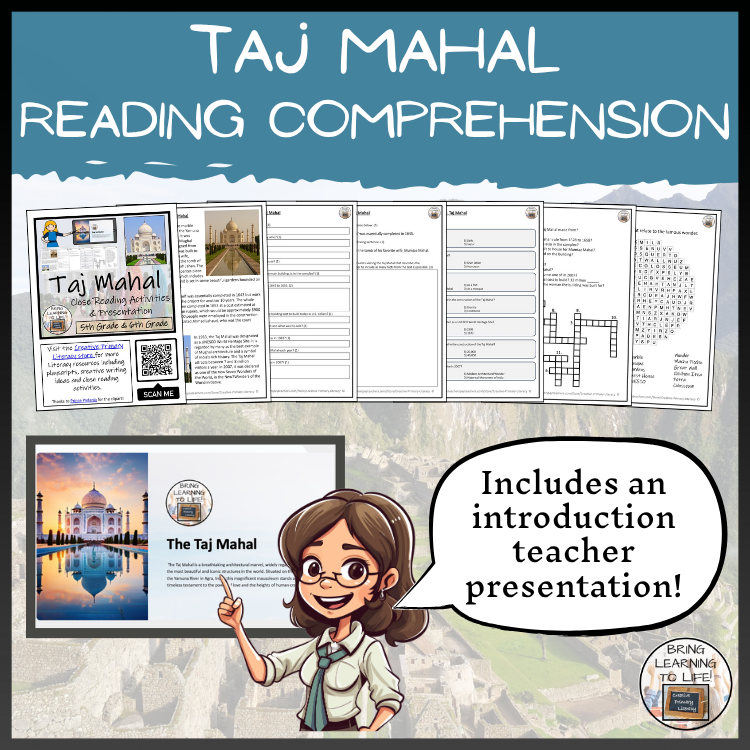 Taj Mahal Reading Comprehension Activities | Year 5 or Year 6 ...