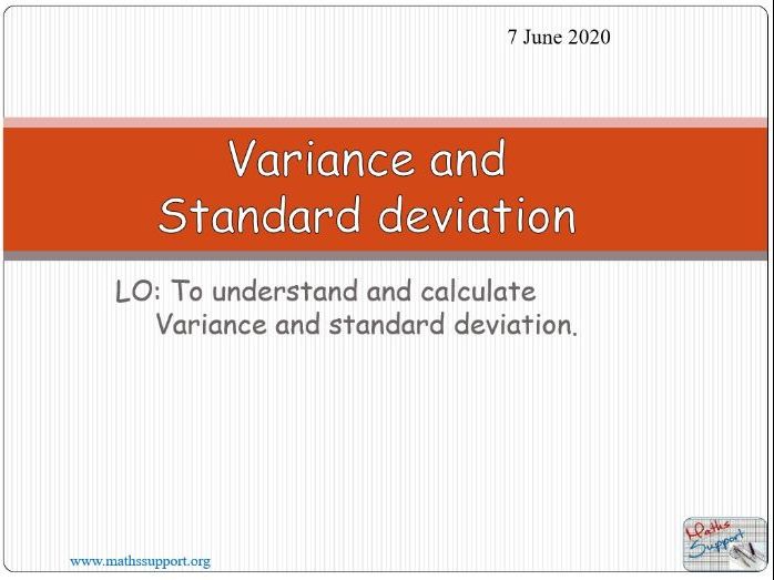 Variance And Standard Deviation Teaching Resources