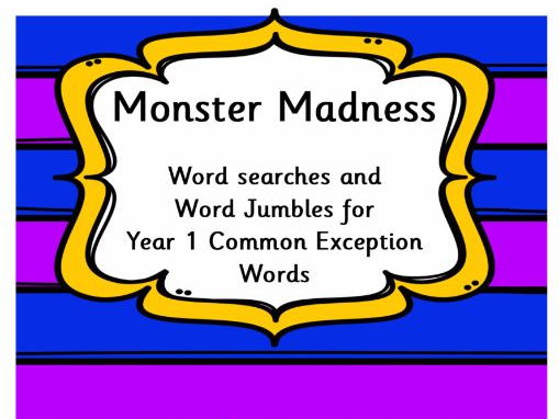 Year 1 Common Exception Word Searches and Word Jumbles by FunkyPhonics ...