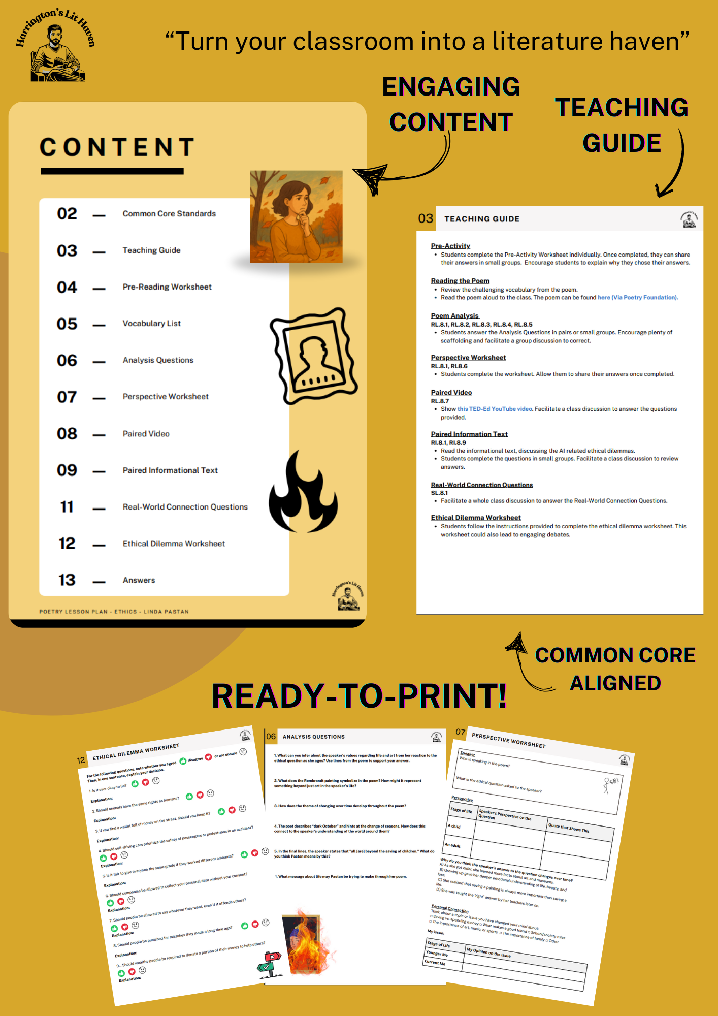 Ethics - Linda Pastan - Poetry Lesson Plan - Worksheets, Video, Ethical ...