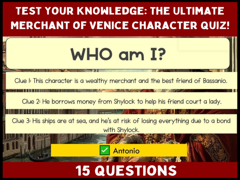 Merchant of Venice Character Quiz | Fun & Interactive Revision | Teaching Resources