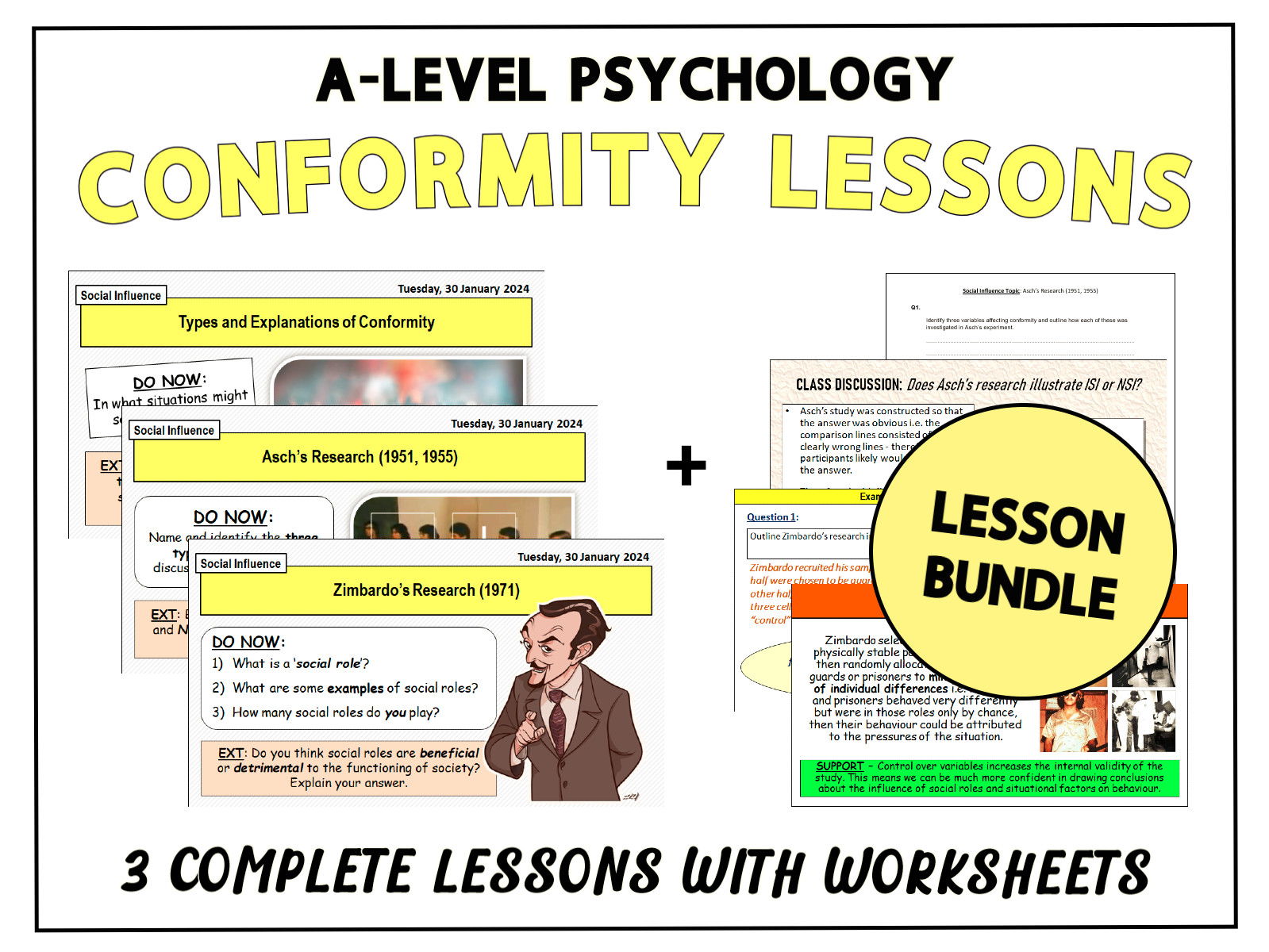 CONFORMITY LESSON BUNDLE [A-Level Psychology - Social Influence Topic ...