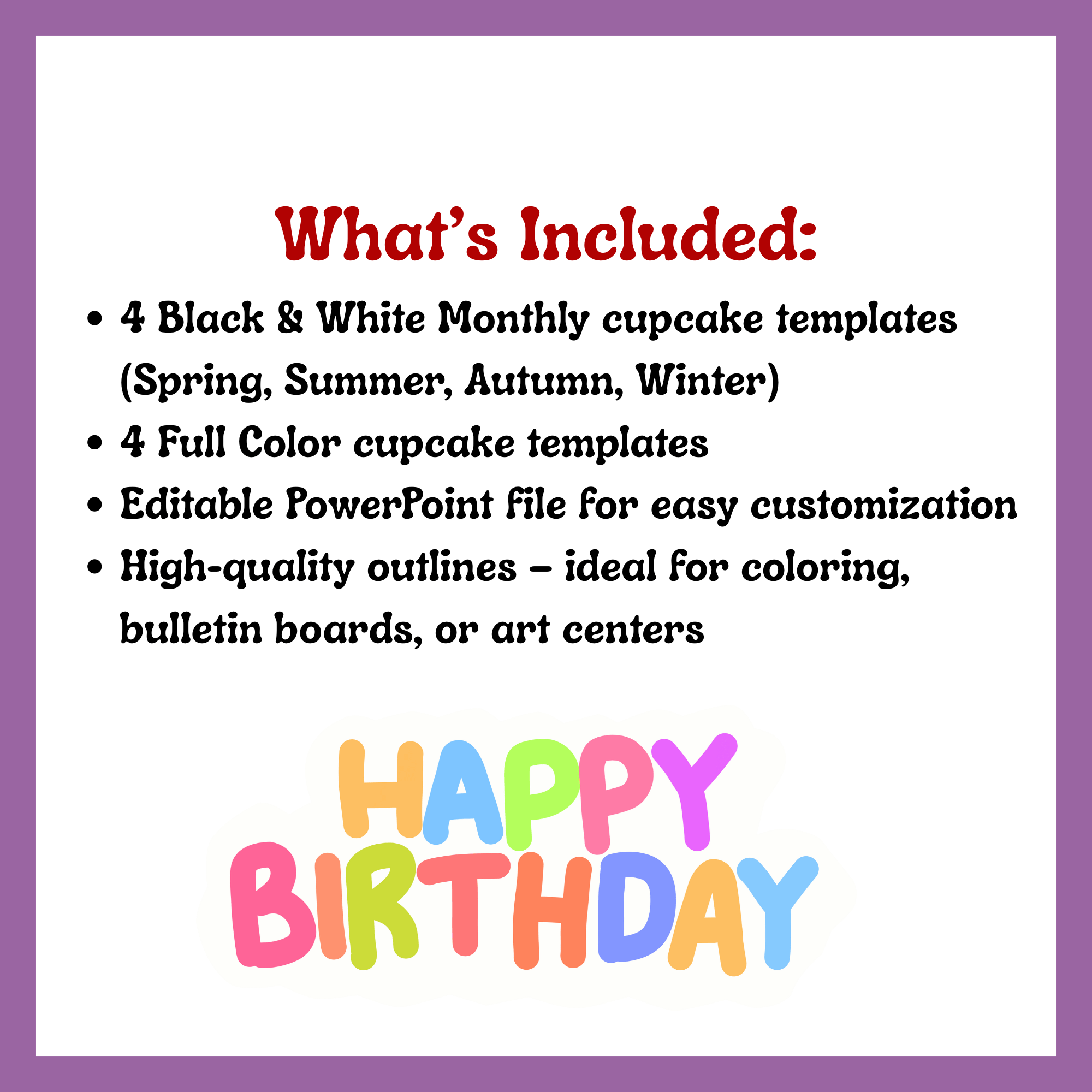 Seasons birthday Cupcake bulletin board Editable Bulletin Board ...
