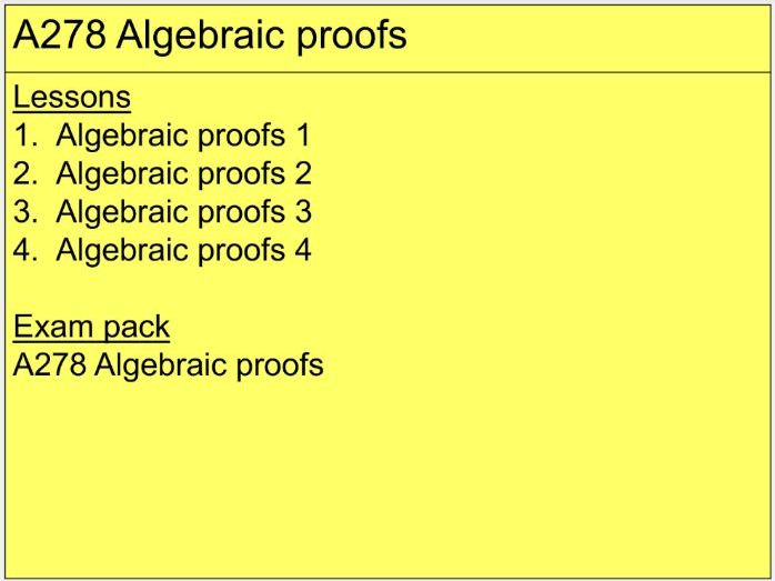 A278 Algebraic proofs | Teaching Resources