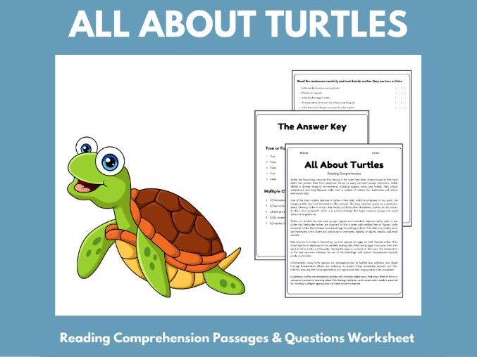 All About Turtles: Reading Comprehension Passages & Questions ...
