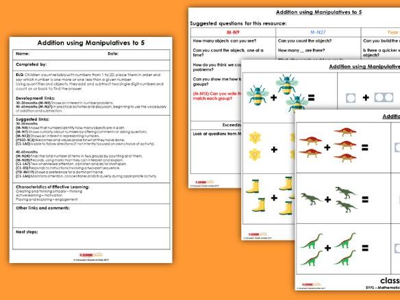 Early years addition and subtraction resources