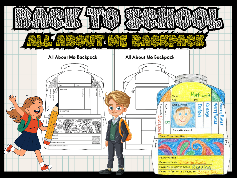 All About Me Backpack Activity Sheet - Back to School Getting to Know ...