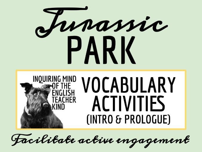 Jurassic Park by Michael Crichton Vocabulary Games (Introduction and ...
