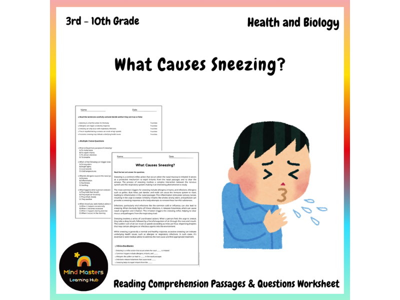 What Causes Sneezing? Reading Comprehension Passages & Questions ...
