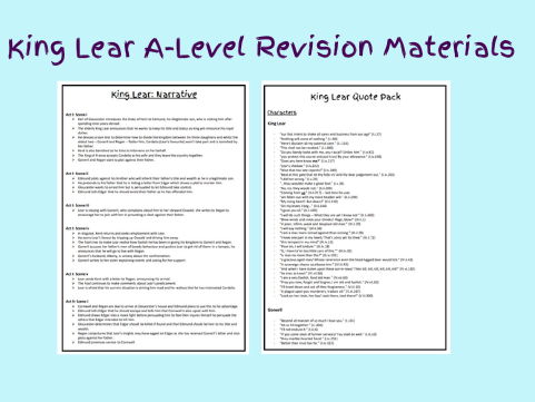 King Lear Revision Materials for A-Level | Teaching Resources