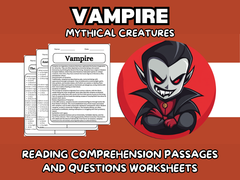 Vampire - Mythical Creatures Reading Comprehension Passages and ...