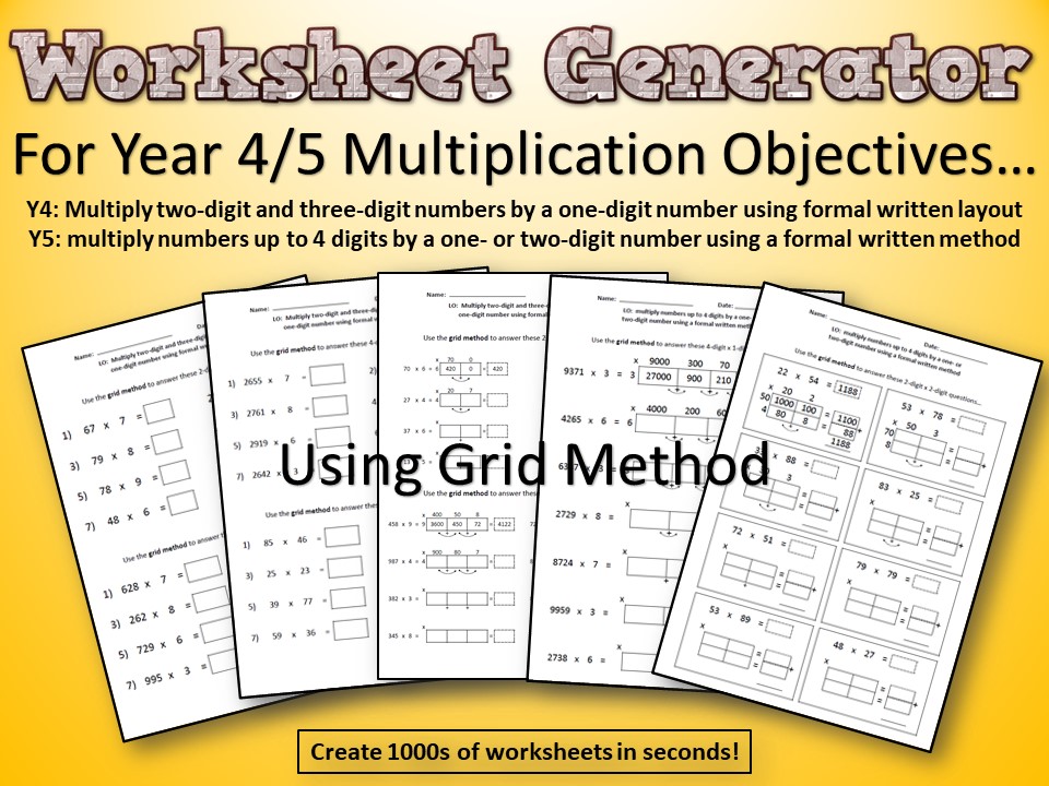 Multiplication Using The Grid Method Teaching Resources