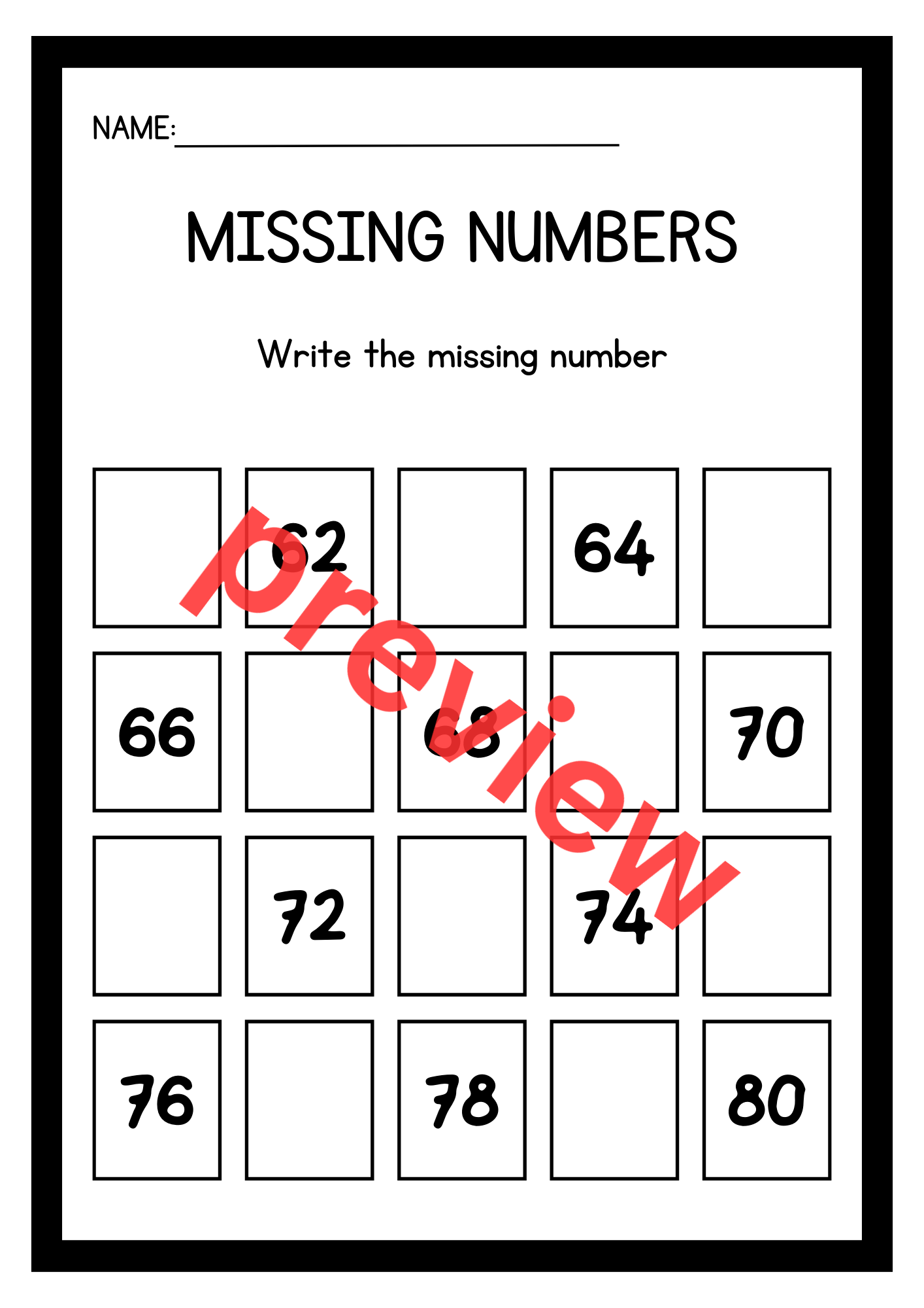 Write the Missing Number –1 to 100 Odd & Even | Teaching Resources