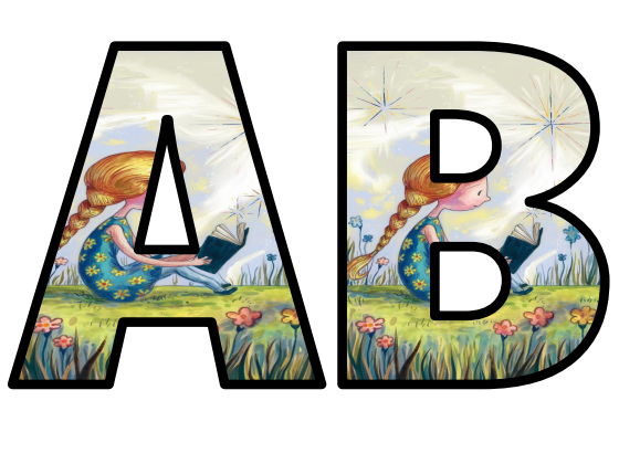 Girl Reading Outside Chill Calm Corner Lettering Set Instant Display ...