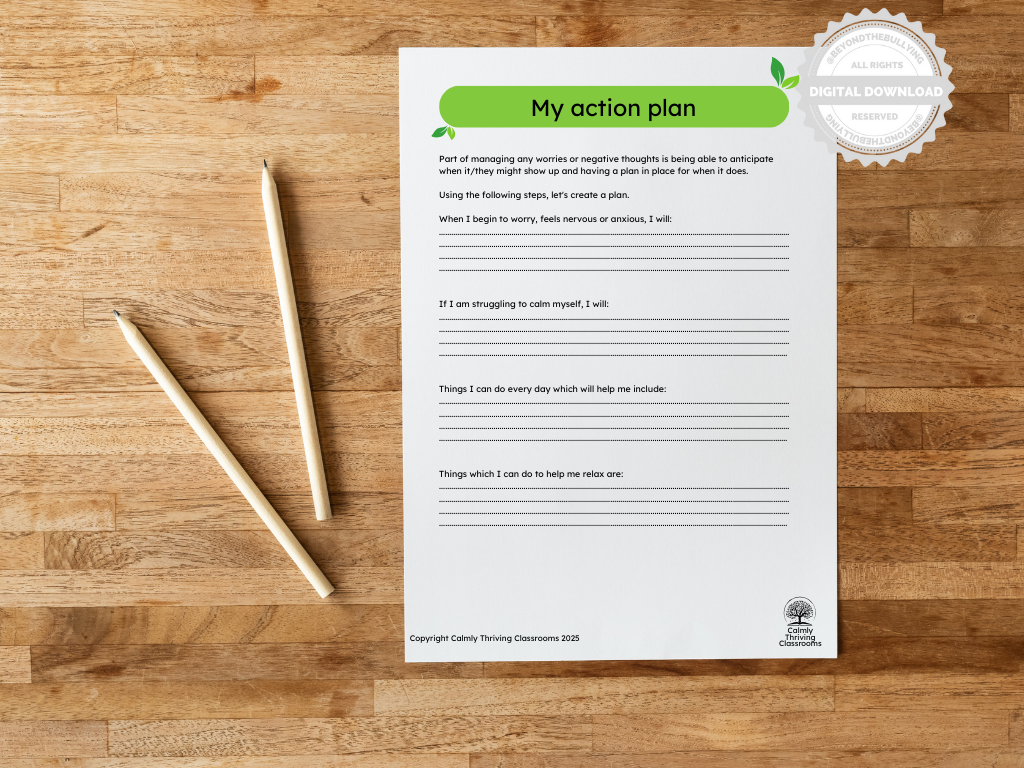 Anxiety & Wellbeing Support Worksheet (KS3/KS4) - My Action Plan ...