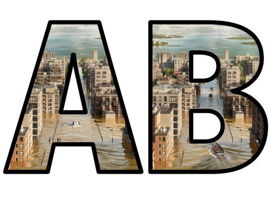 Global Warming Rising Sea Levels Oceans Lettering Set Display Title ...