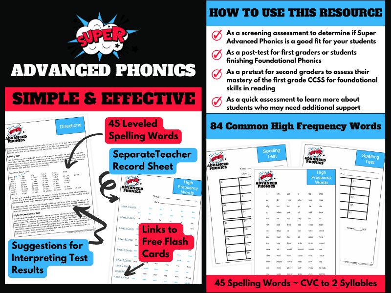 Free Screening Test | Spelling & Sight Words | Teaching Resources