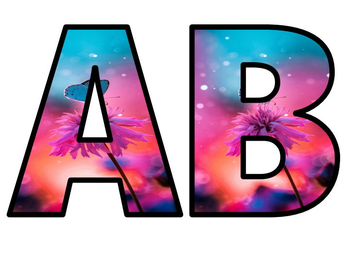 Butterfly Flower Colorful Art Lettering Set Display Title Letters ...