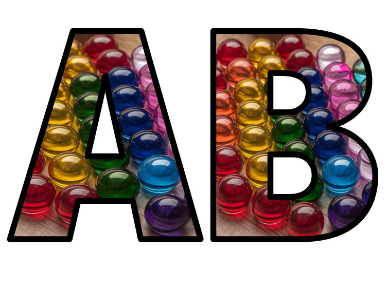 Glass Rainbow Marbles Shiny Balls Lettering Set Instant Display Title ...