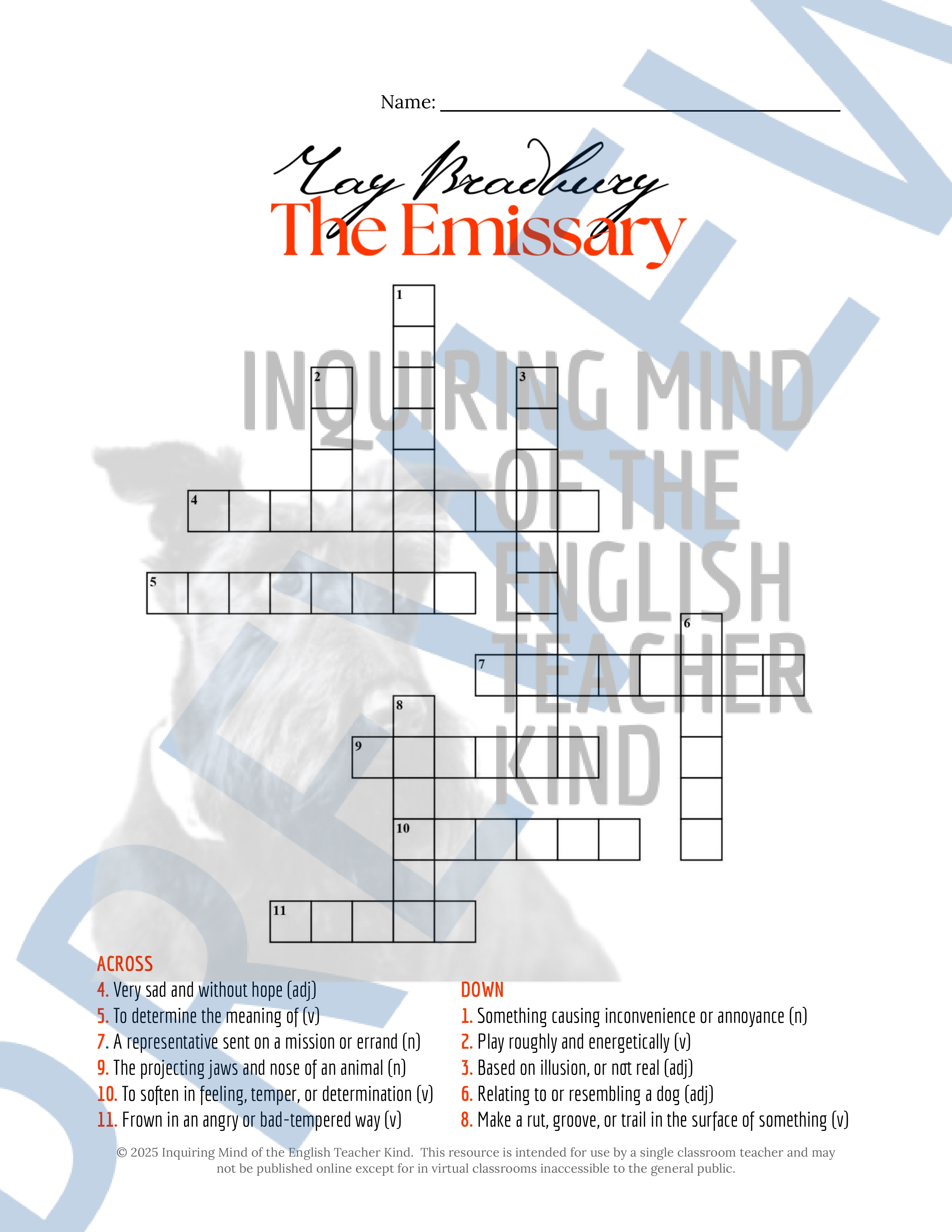 "The Emissary" by Ray Bradbury Vocabulary Activities (Short Story for ...