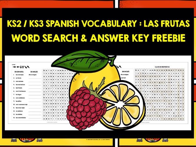 SPANISH FRUITS & VEGETABLES WORD SEARCHES | Teaching Resources
