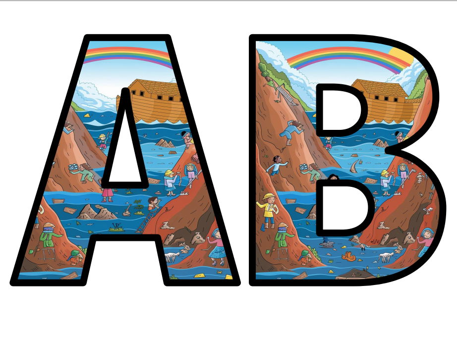 Bible Story noah ark people Lettering Set Display Title Letters Numbers ...