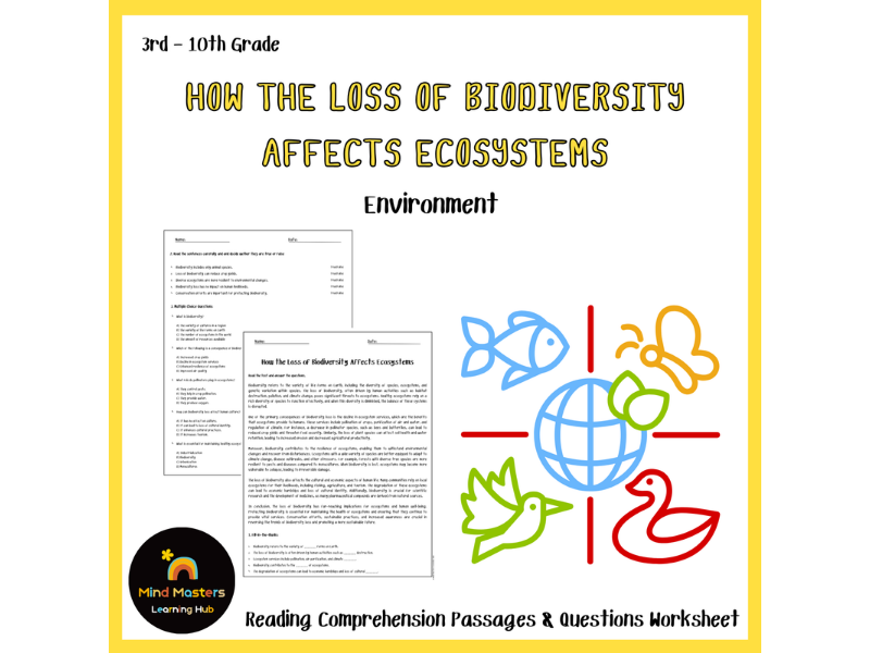 How the Loss of Biodiversity Affects Ecosystems Reading Comprehension ...