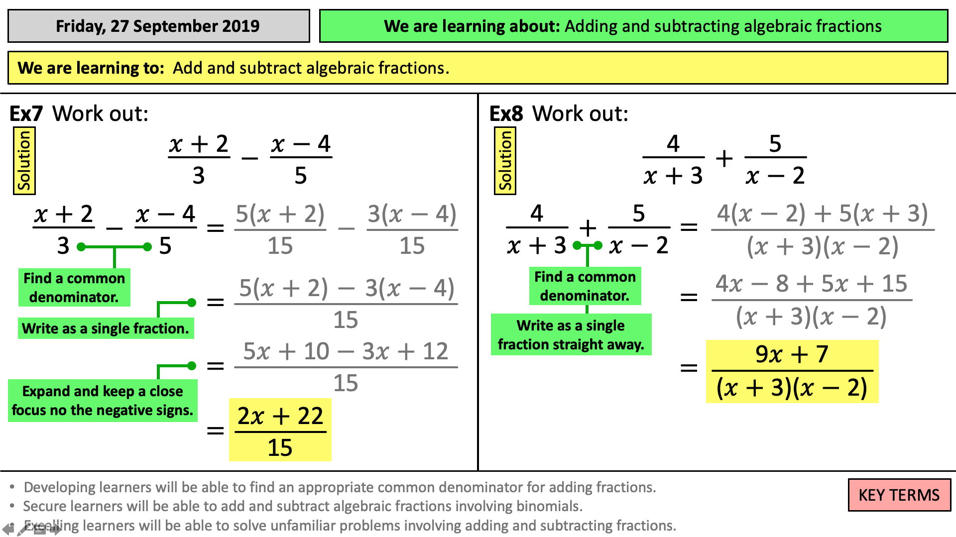 Simplifying Algebraic Fractions Worksheet