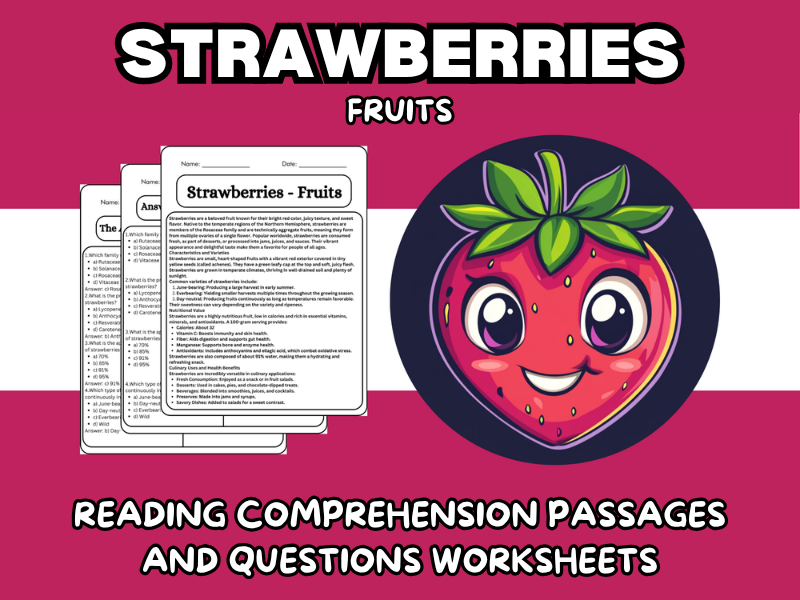 Strawberries - Fruits Reading Comprehension Passages and Questions ...