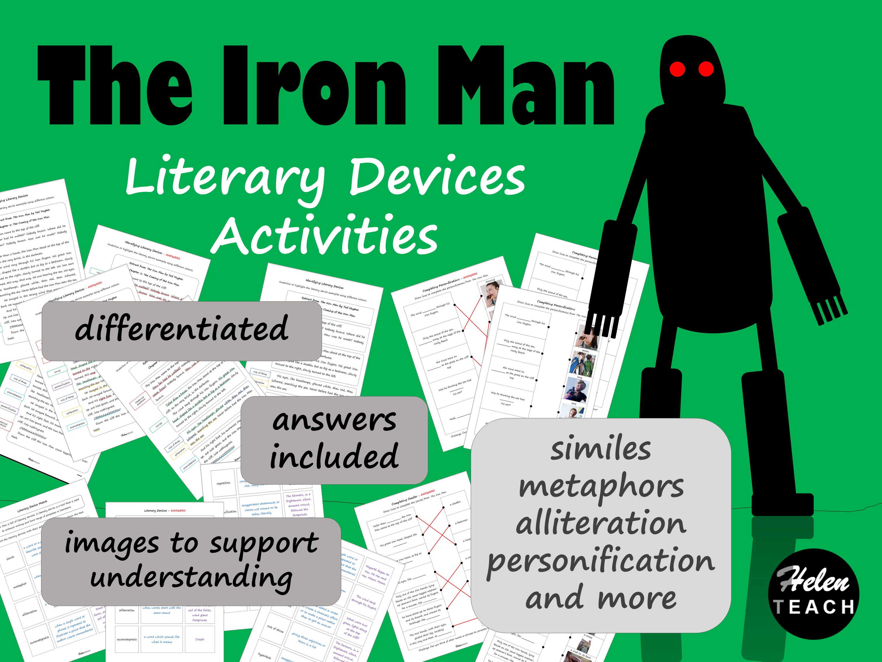 The Iron Man Literary Devices Differentiated Activities | Teaching ...