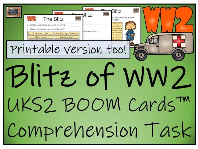 The Blitz of World War 2 - UKS2 BOOM Cards™ Comprehension Activity ...