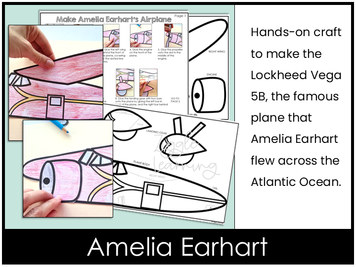 Amelia Earhart Activity Pack Reading Comprehension Craft Timeline ...
