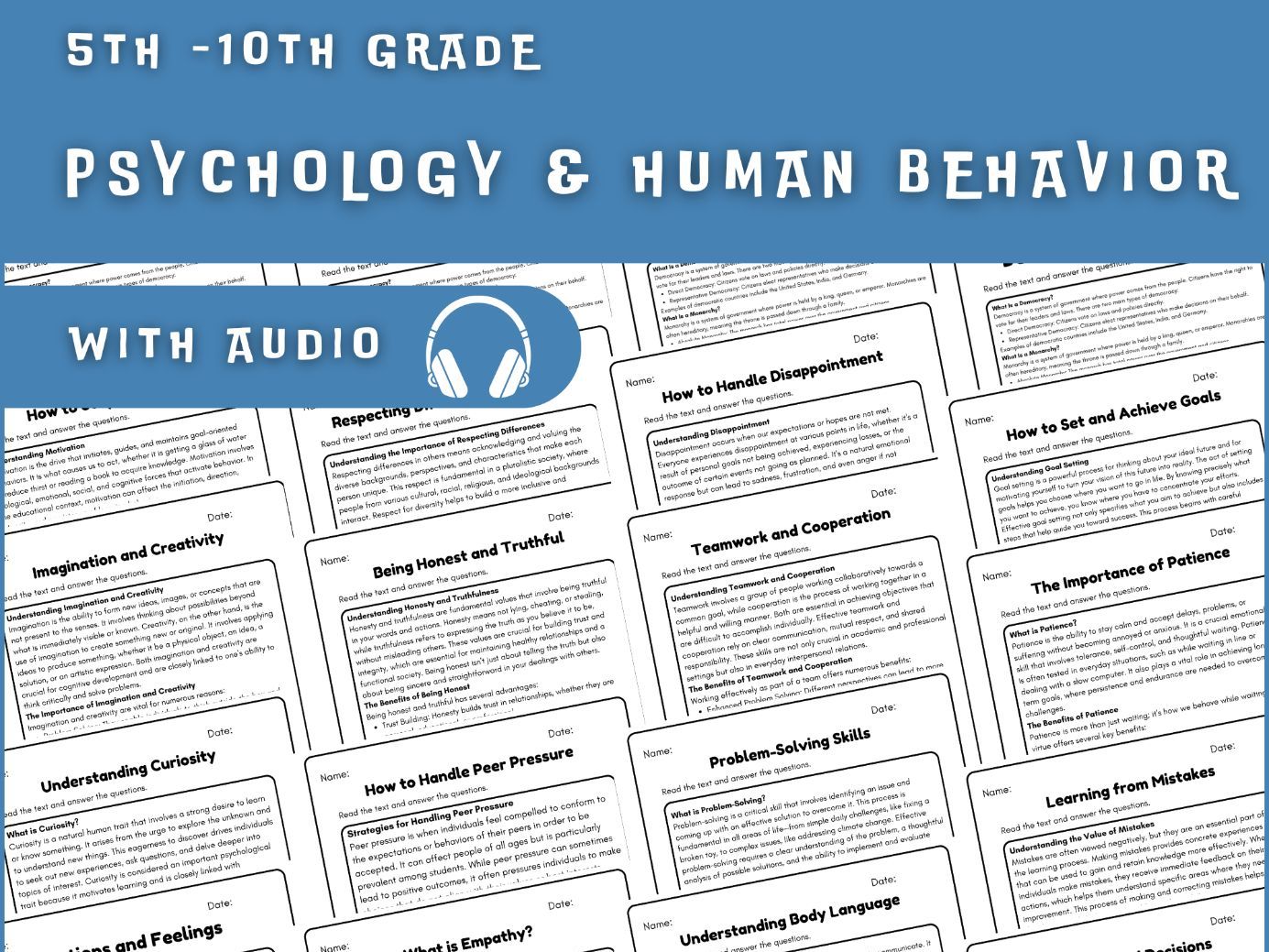 Social Psychology and Human Behavior Reading Worksheet Bundle ...