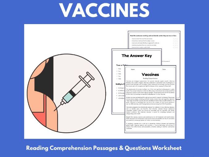 Vaccines: Reading Comprehension Passages & Questions Worksheets ...