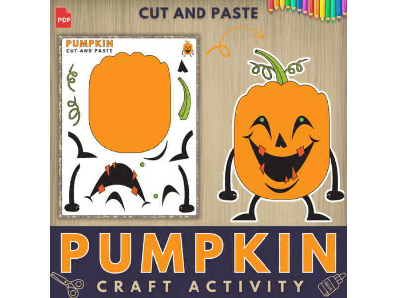 Build a Pumpkin Craft – Halloween, Fall, Color, Cut & Paste Activity ...