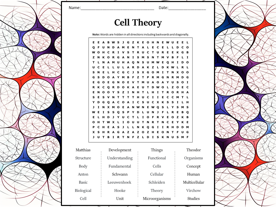 Cell Theory Word Search Puzzle Worksheet Activity | Teaching Resources