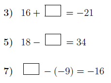 Addition and subtraction of integers: Finding missing numbers worksheet ...