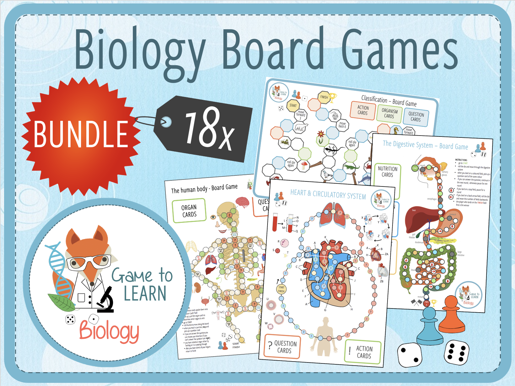 MEGA BUNDLE 18x Fun Biology Board Games Bundle KS3 4 Teaching 