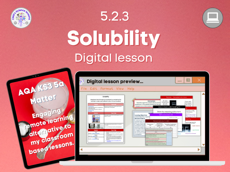 Solubility Distance learning | Teaching Resources